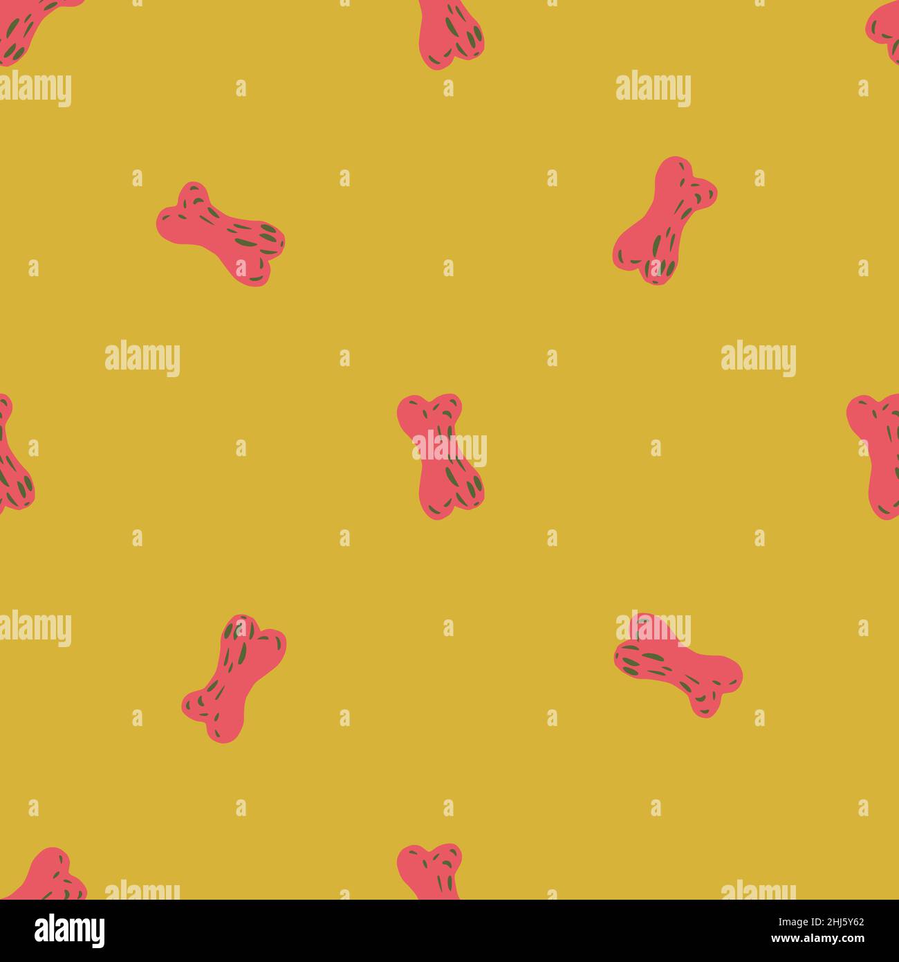 Simple pink bones silhouettes seamless halloween pattern. Yellow pale ...