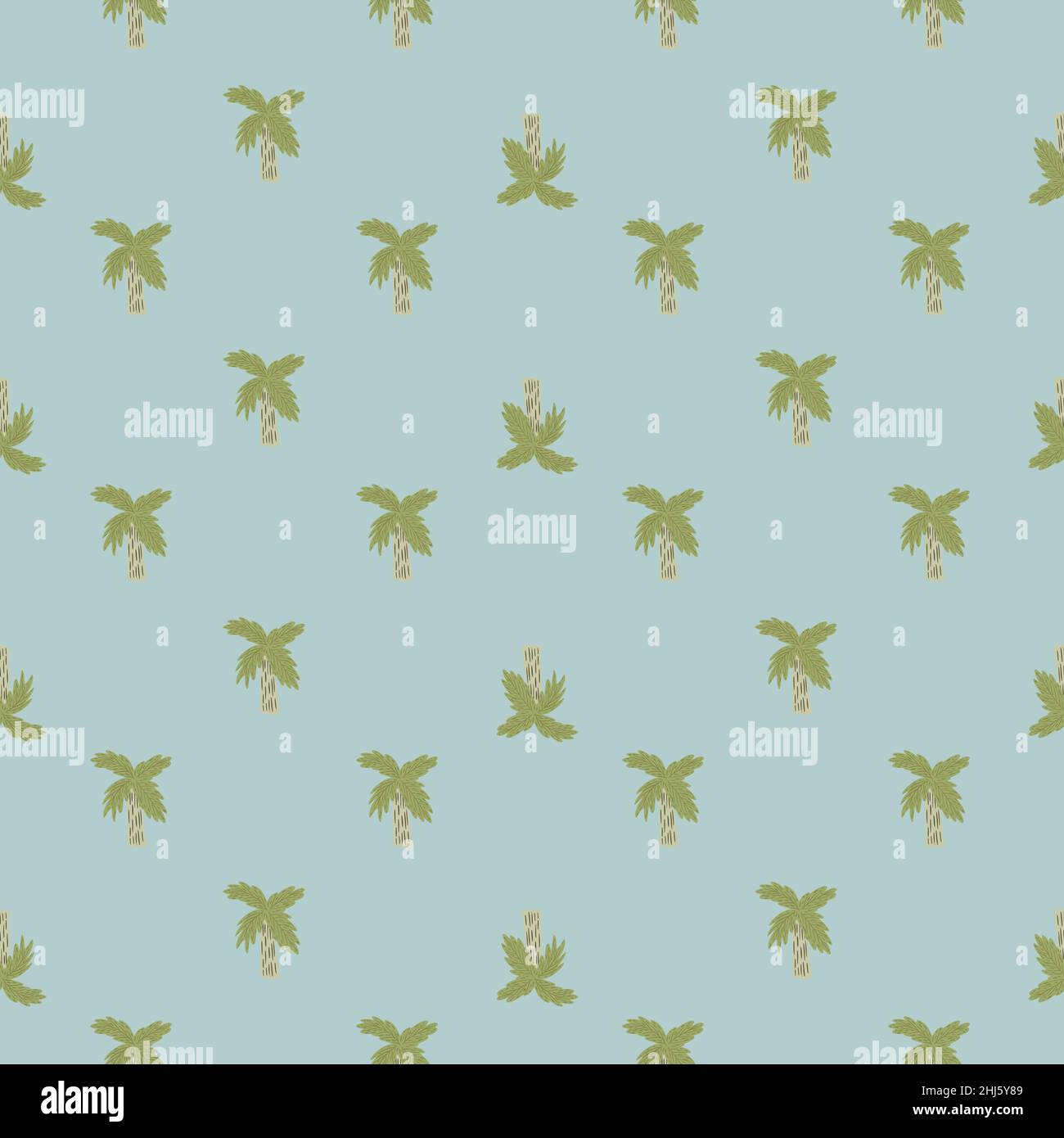 Abstract summer beach seamless botanic pattern with simple green palms ...