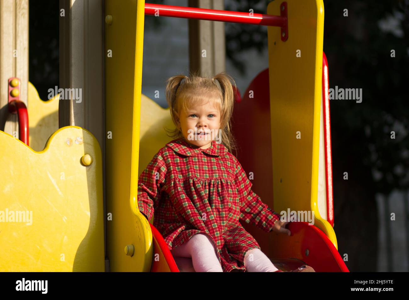 Portrait of caucasian child of two years old looking into distance ...