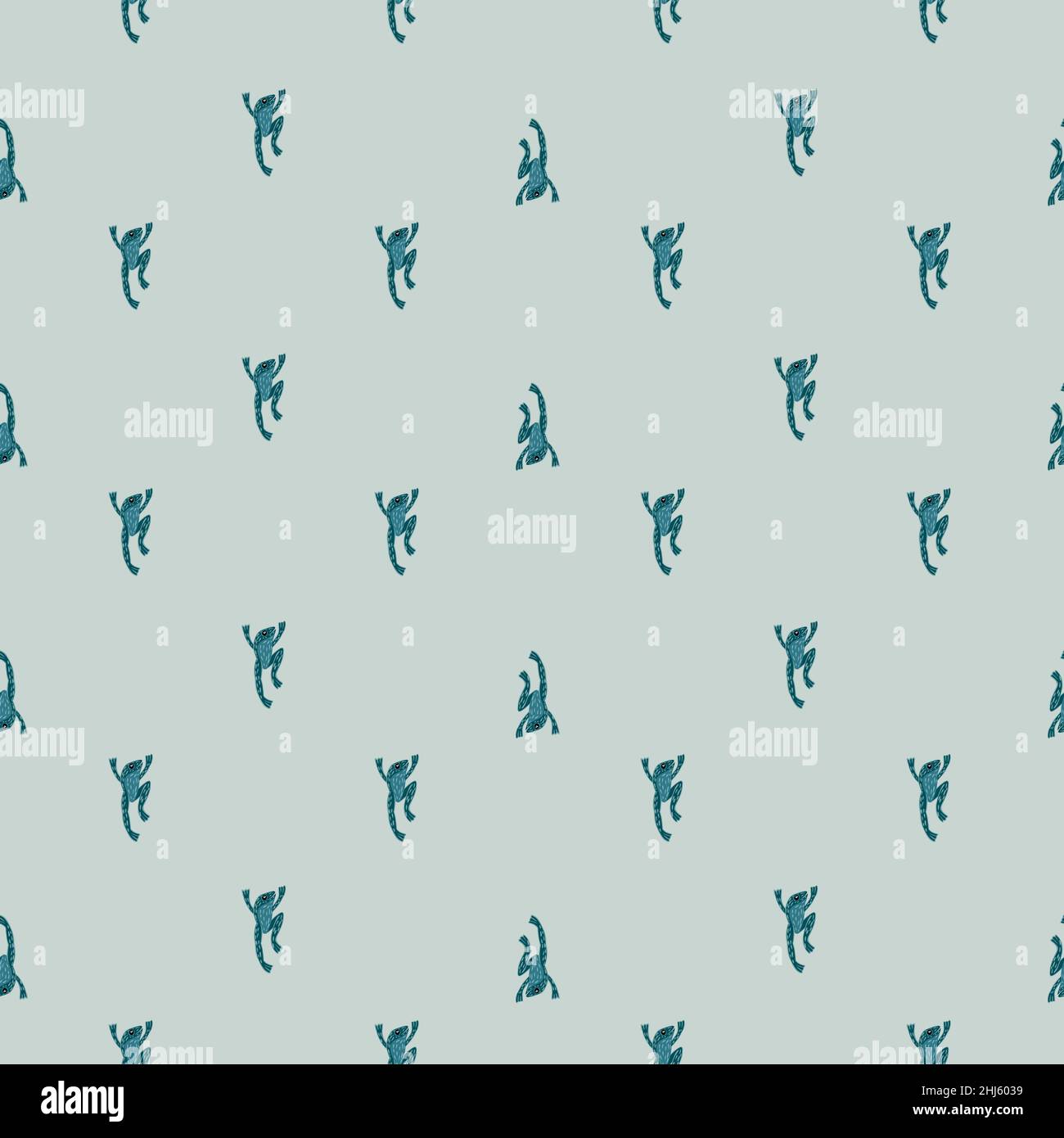 Seamless doodle animal pattern with navy blue little frog ornament ...