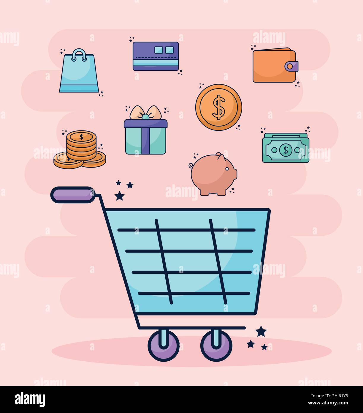 Moving shopping cart in Stock Vector Images - Alamy