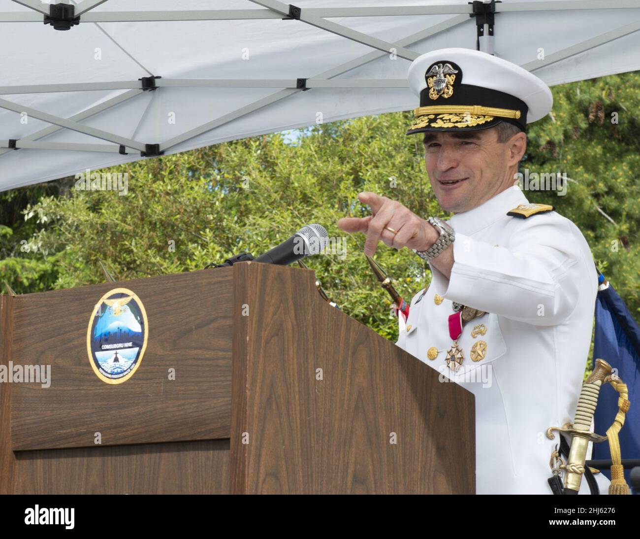 Submarine Group Nine Holds Change of Command 210608 Stock Photo - Alamy