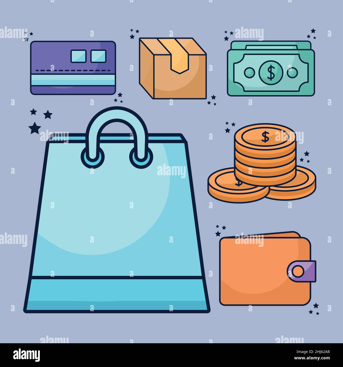 six shopping items Stock Vector Image & Art - Alamy