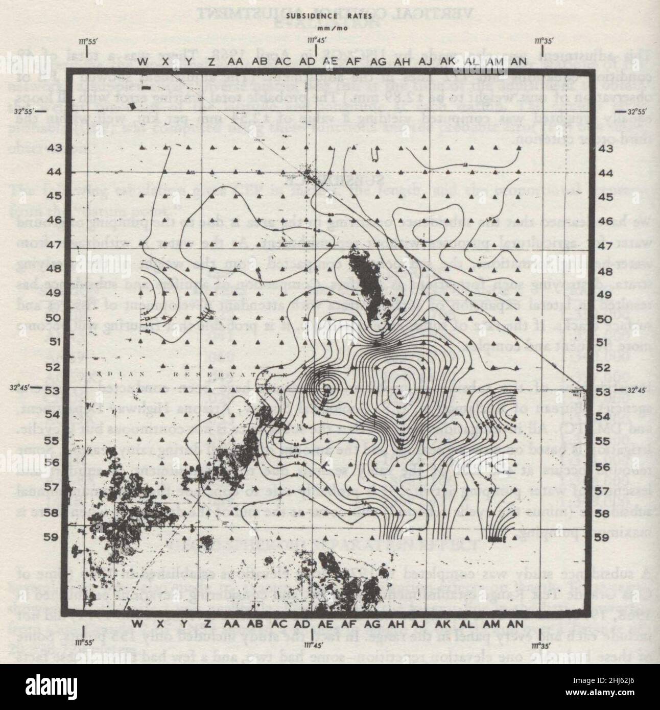Subsidence chart of the Casa Grande Test Range Stock Photo - Alamy