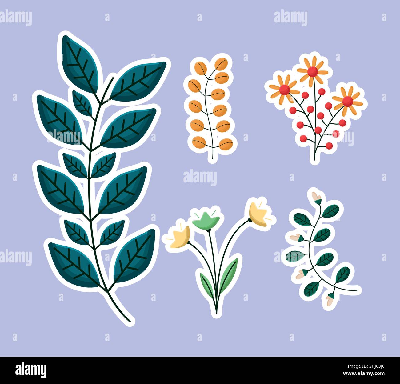 five flowers branches Stock Vector Image & Art - Alamy