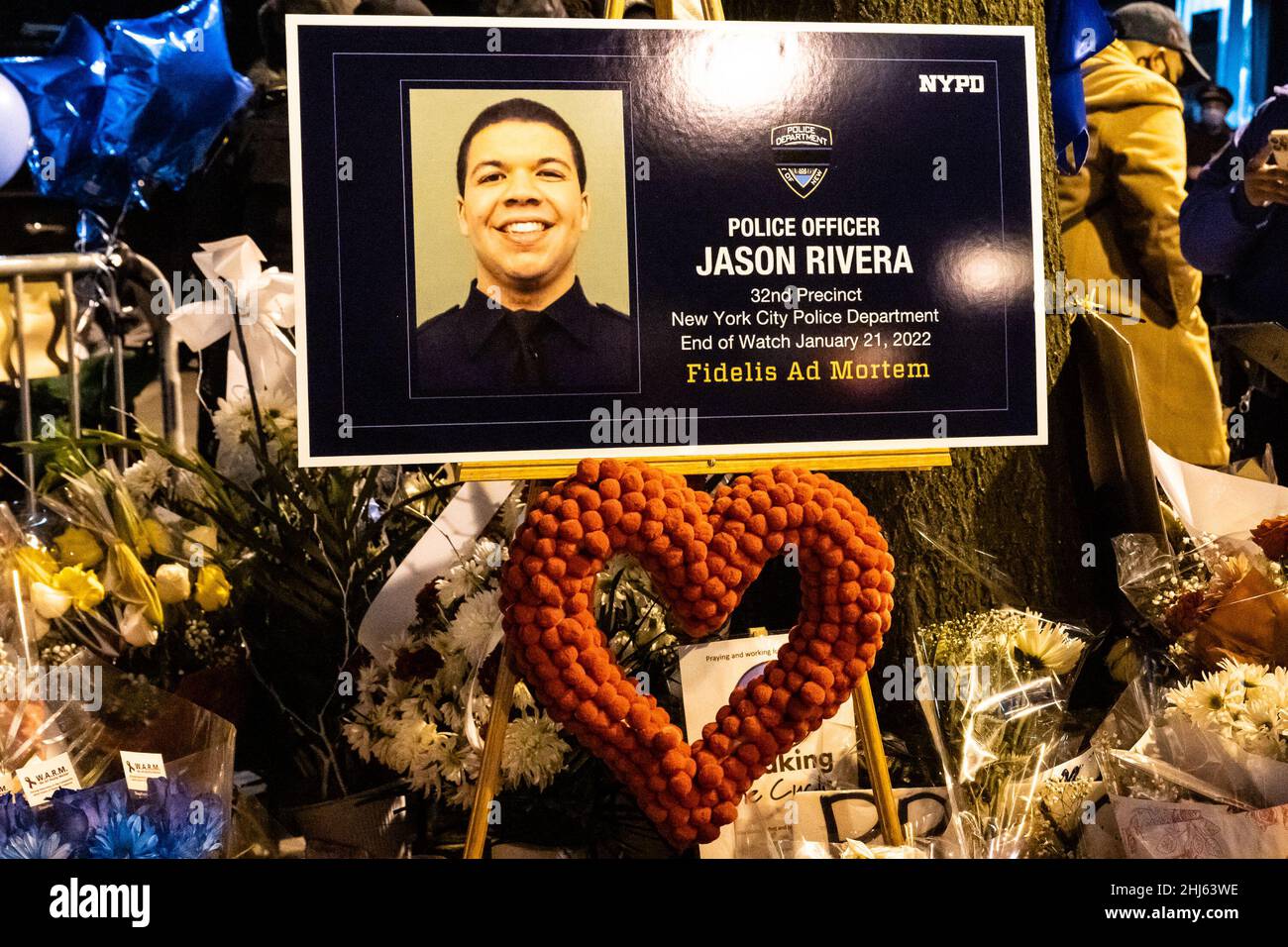 A memorial for fallen NYPD Officer Jason Rivera has been erected ...