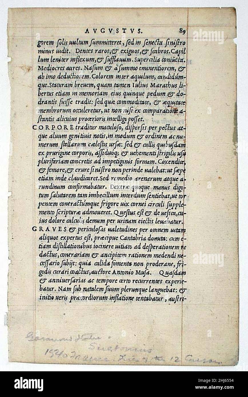 Suetonius Lives of the Twelve Caesars 1540 Stock Photo - Alamy