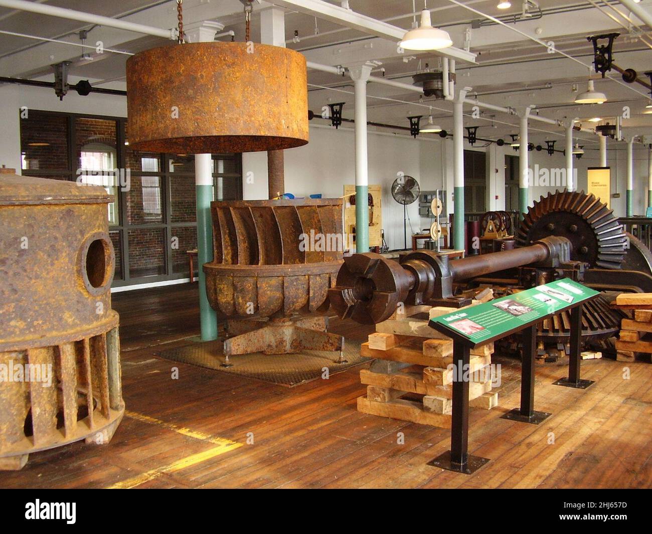 Suffolk mill turbine exhibit Stock Photo - Alamy
