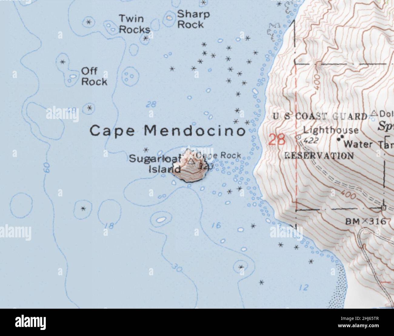 Sugar Loaf Island Topo Map Stock Photo - Alamy