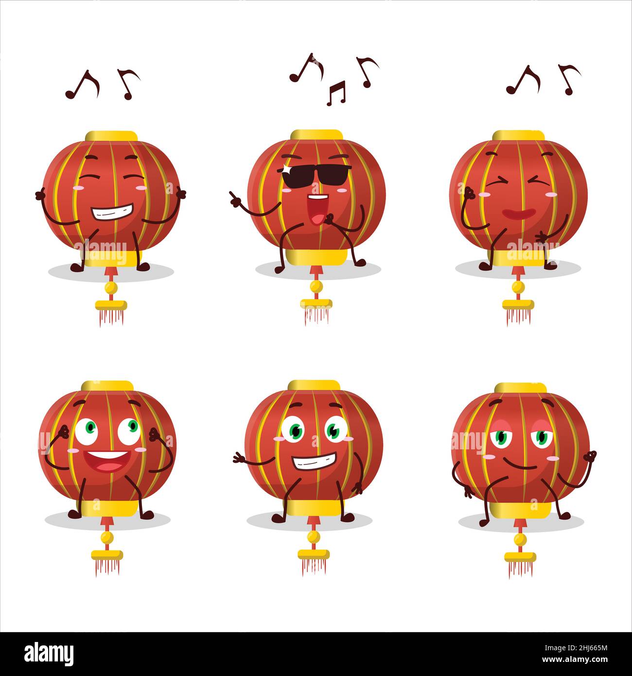 An image of red chinese lamp dancer cartoon character enjoying the ...