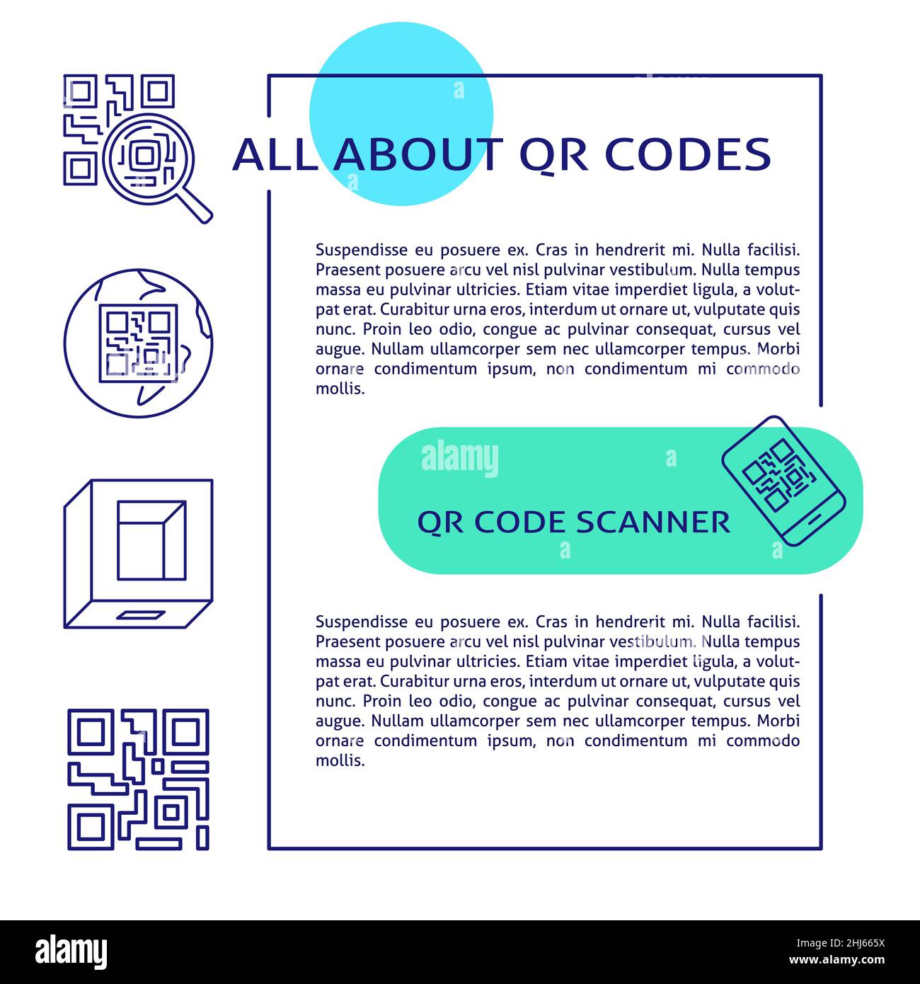 Qr codes information banner template. Poster with QRcode and scanner ...