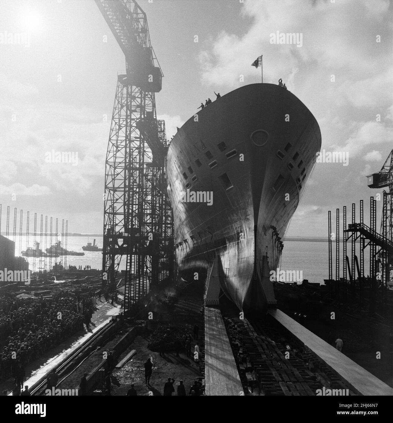 Princess Alexandra launches the SS Oriana ship at Barrow-in-Furness ...