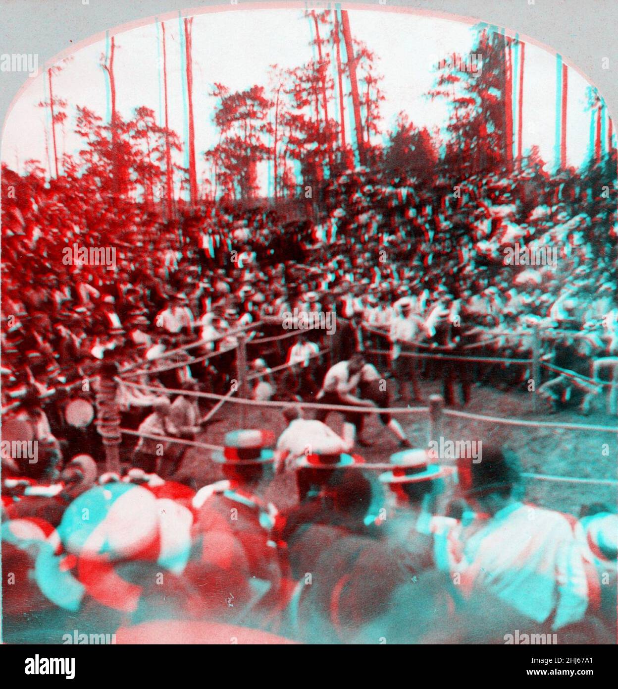 Sullivan - Kilrain stereocard 1 anaglyph Stock Photo - Alamy