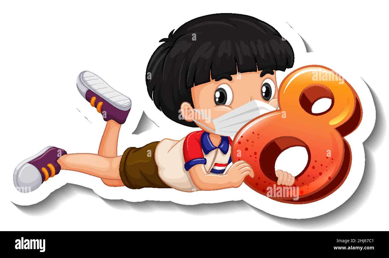 Student boy holding number eight illustration Stock Vector Image & Art ...