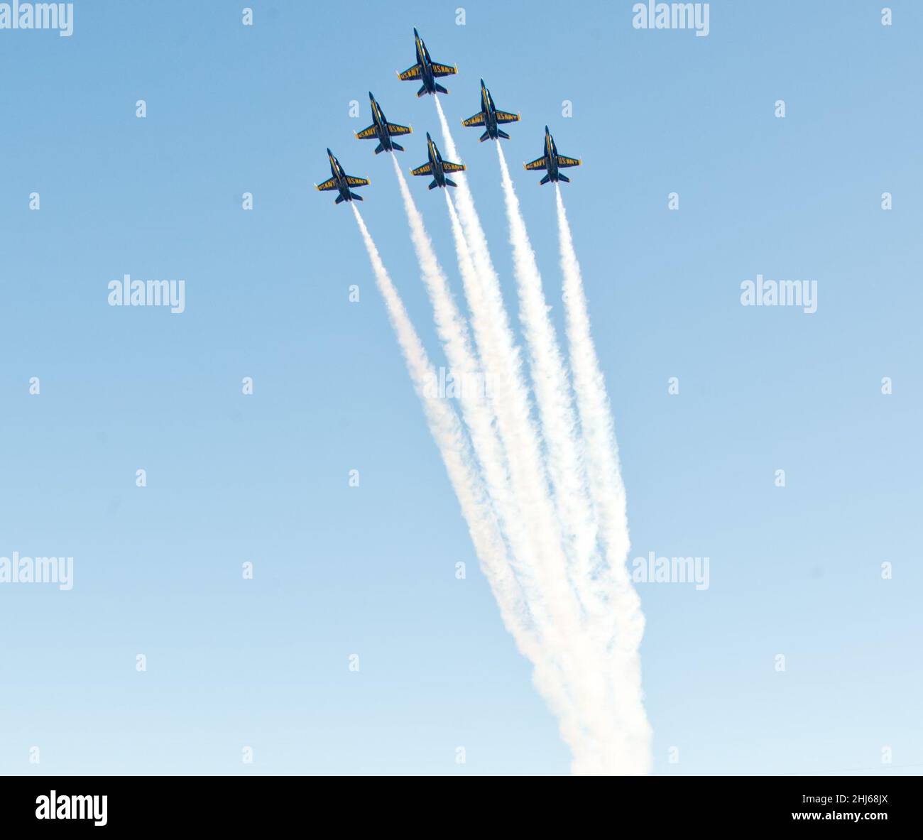 Super Bowl 50 Blue Angels flyover Stock Photo - Alamy