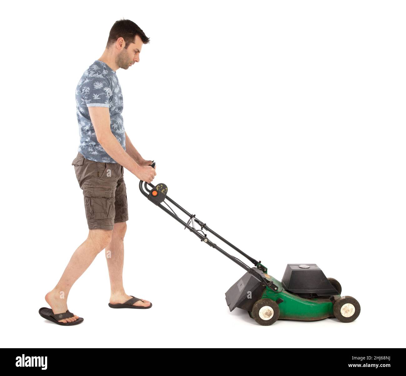 Man pushing mower hi-res stock photography and images - Alamy