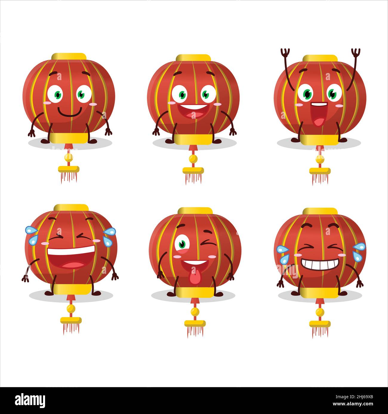 Cartoon character of red chinese lamp with smile expression Stock ...