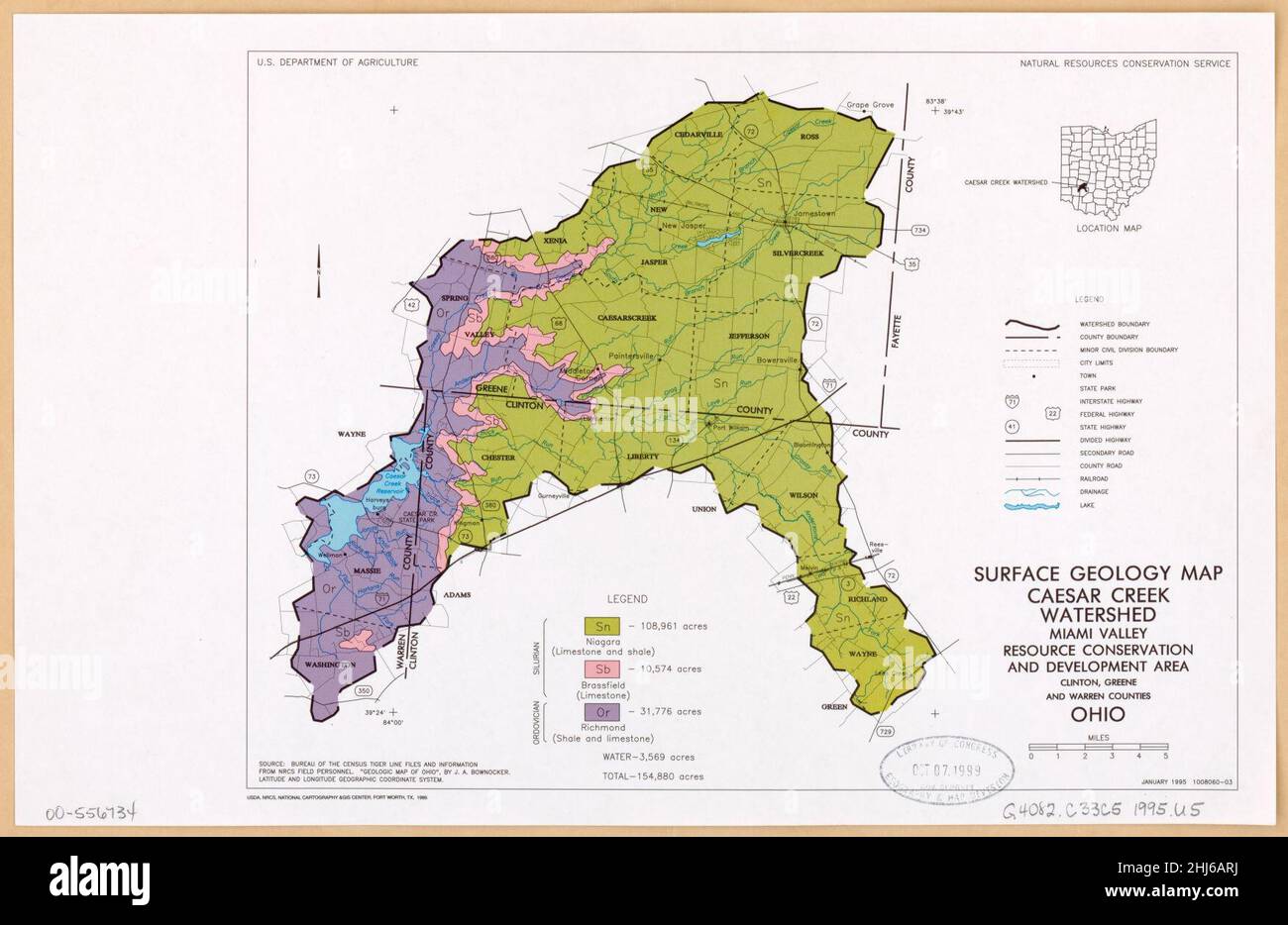 Surface geology map, Caesar Creek Watershed, Miami Valley Resource ...