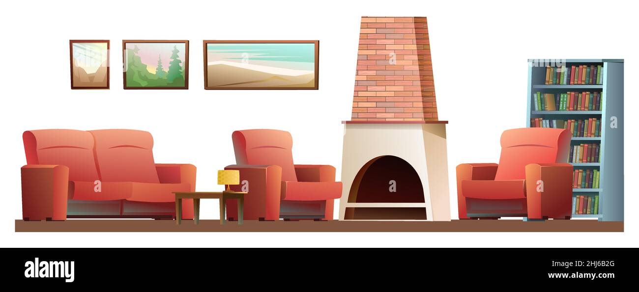 Living room interior with armchair and sofa. Cozy room with furniture ...