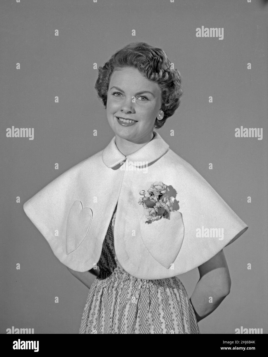 Model Maureen Denham seen here wearing a felt Cape made from a Reveille ...