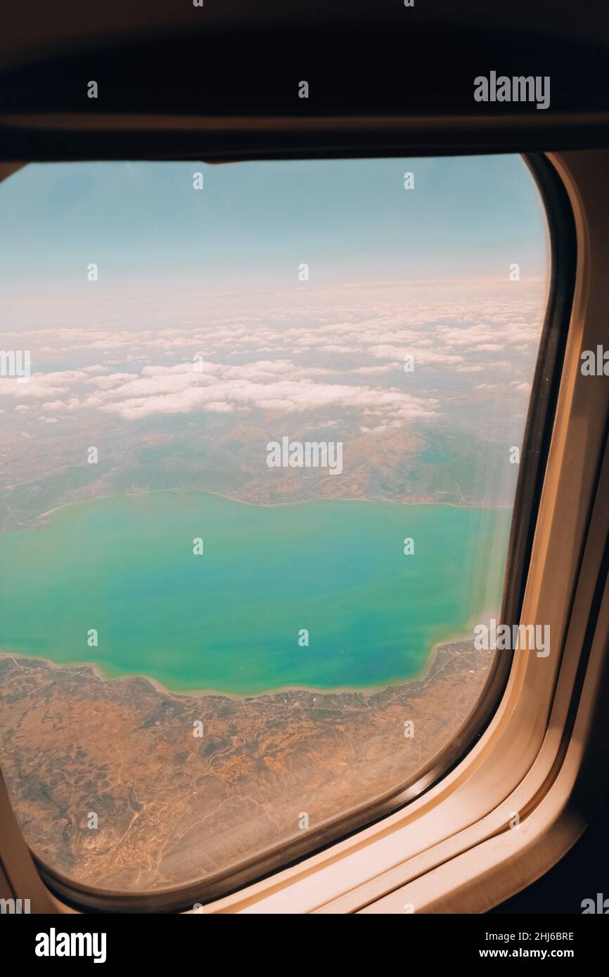 Airplane flight. View from the window of the plane. Airplane, Aircraft ...