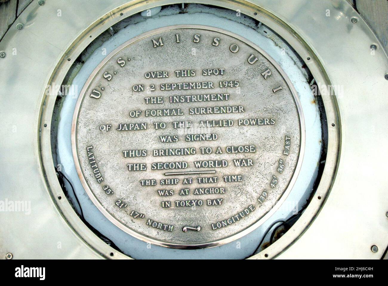 Surrender Plaque USS Missouri (BB-63 Stock Photo - Alamy