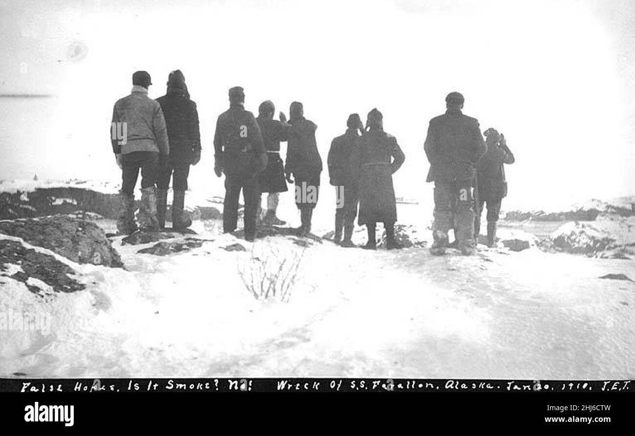Survivors of the wreck of the FARALLON looking for signs of rescue ...
