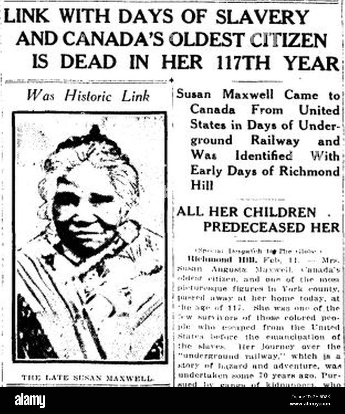 Susan Maxwell - Link with Days of Slavery Stock Photo - Alamy