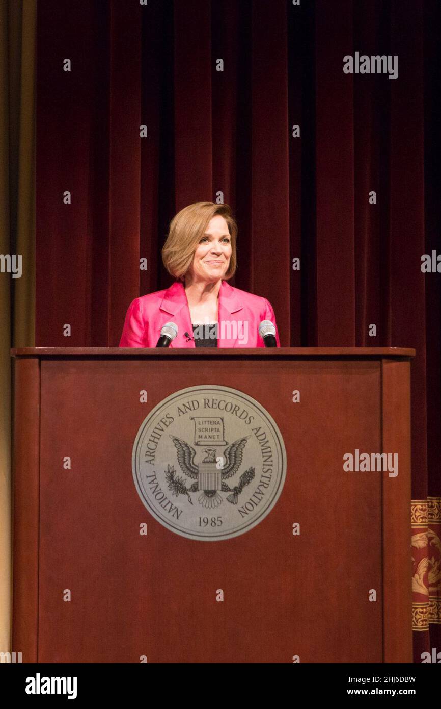 Susan Swain at U.S. National Archives podium Stock Photo - Alamy