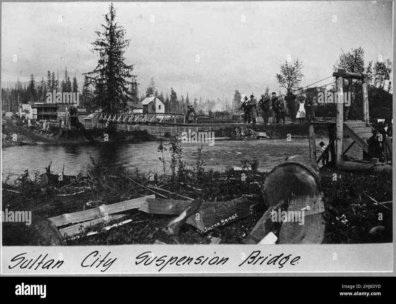 Suspension footbridge at Sultan, Washington, ca 1892 Stock Photo - Alamy
