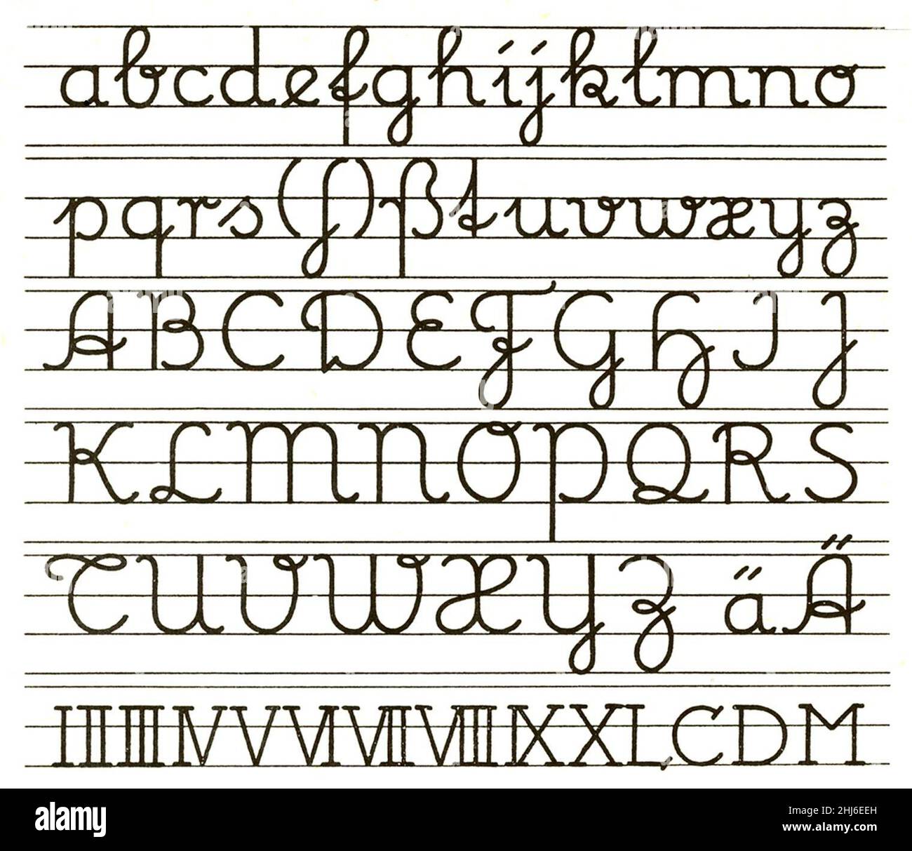 Sütterlin , lateinisches Alphabet Stock Photo - Alamy