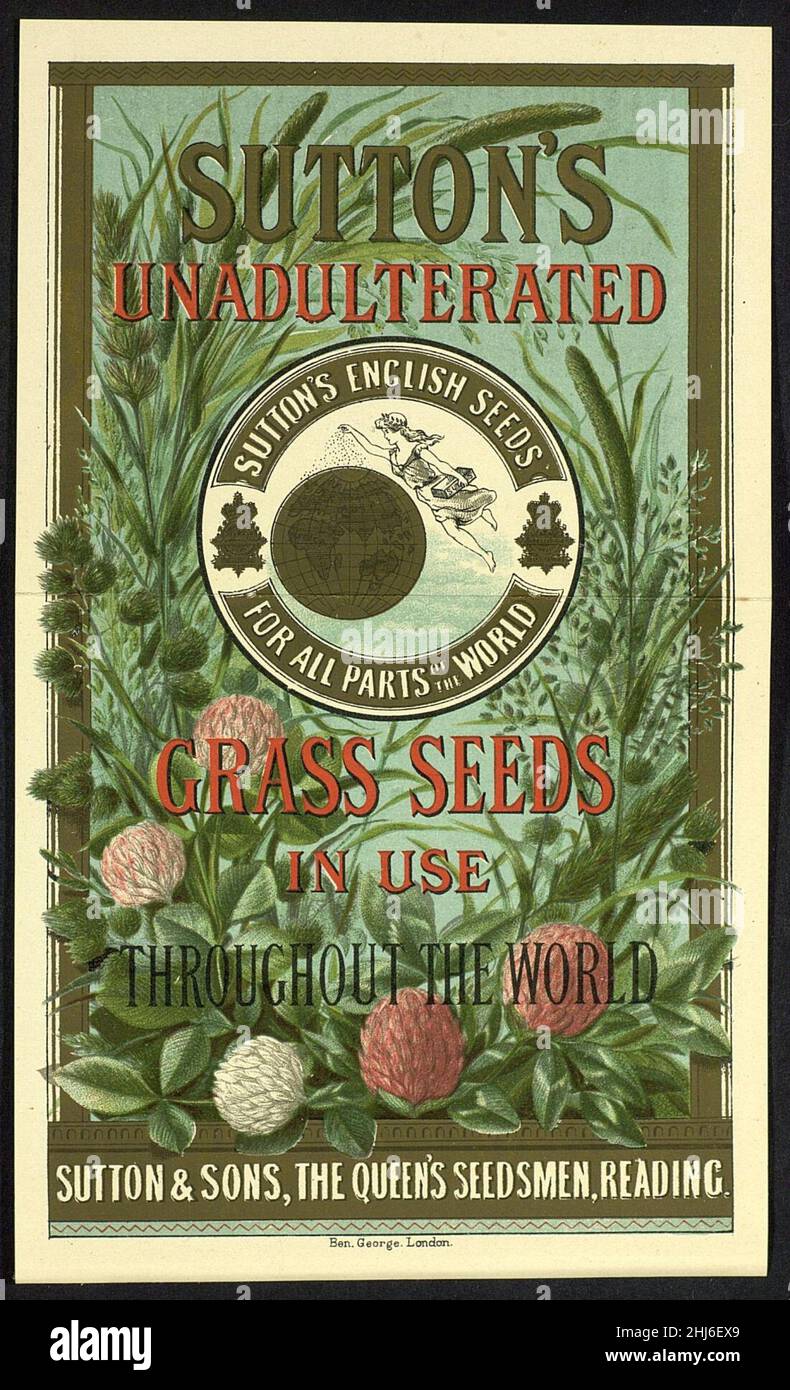Sutton & sons sutton's unadulterated grass seeds advertisement 1887 ...