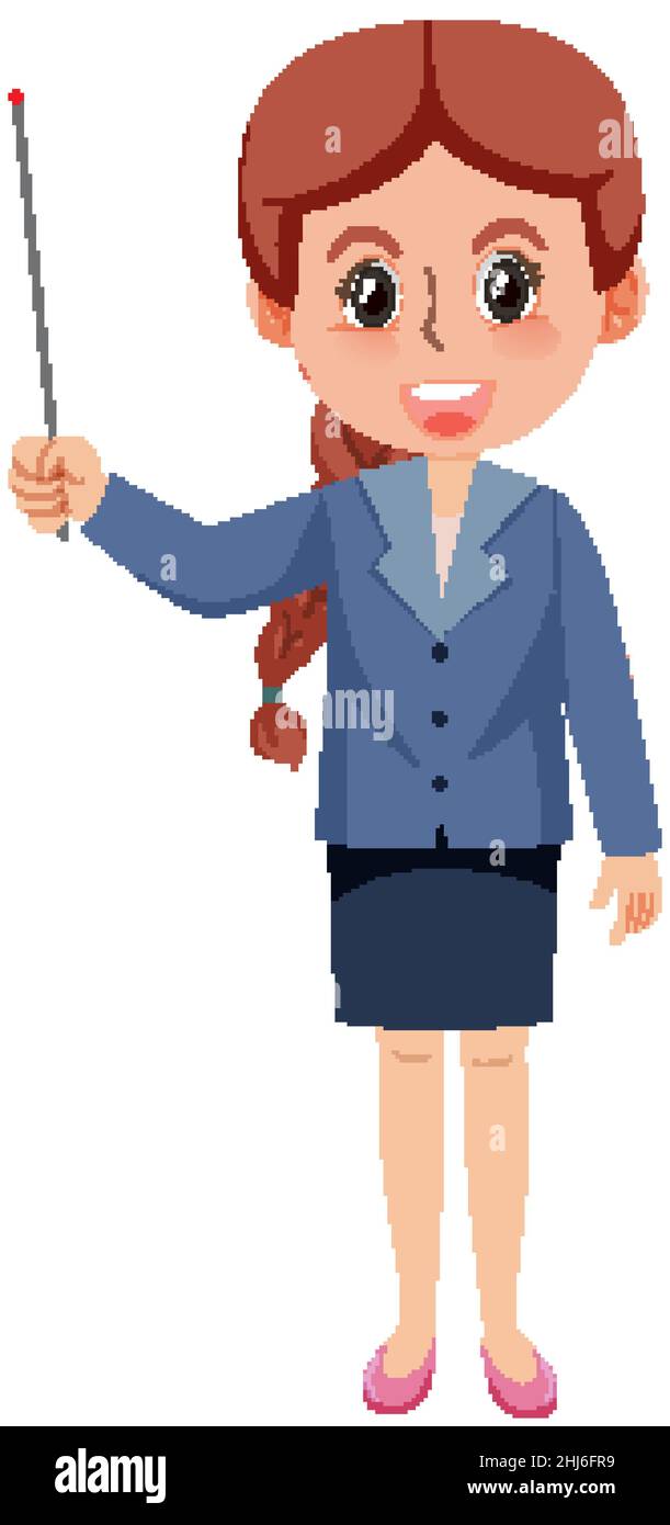 Young woman teacher teaching cartoon character illustration Stock ...