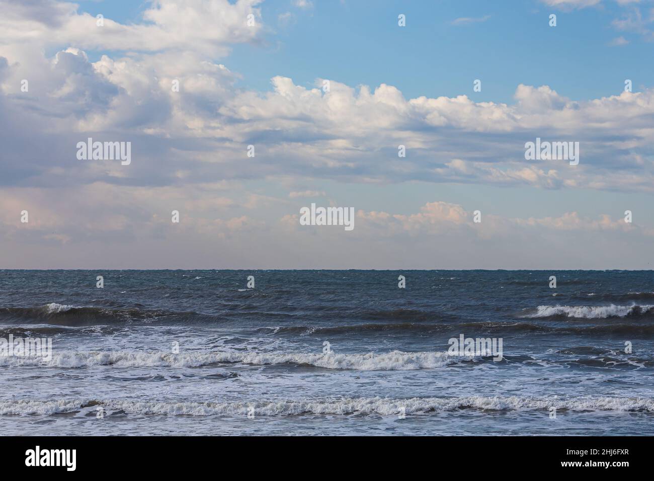 Morning bright blue skies with transparent white clouds and restless ...