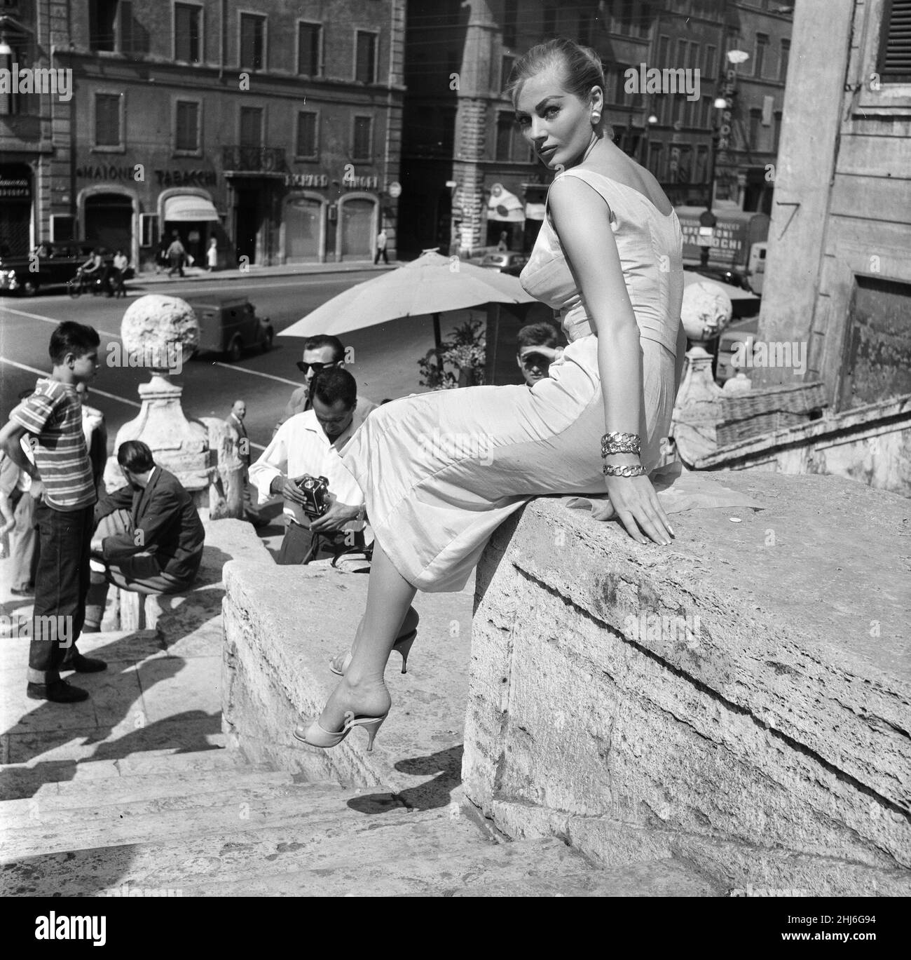 Anita Ekberg, Swedish actress in Rome, Italy, where she is filming ...