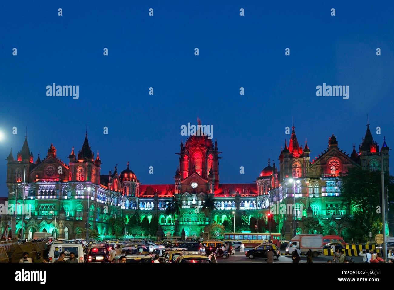 Illuminated chhatrapati shivaji maharaj terminus hi-res stock ...