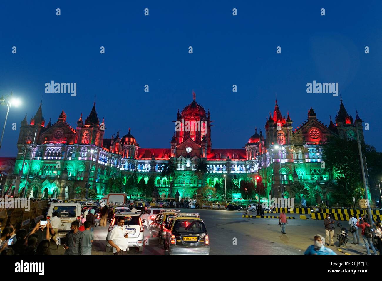 Illuminated chhatrapati shivaji maharaj terminus hi-res stock ...