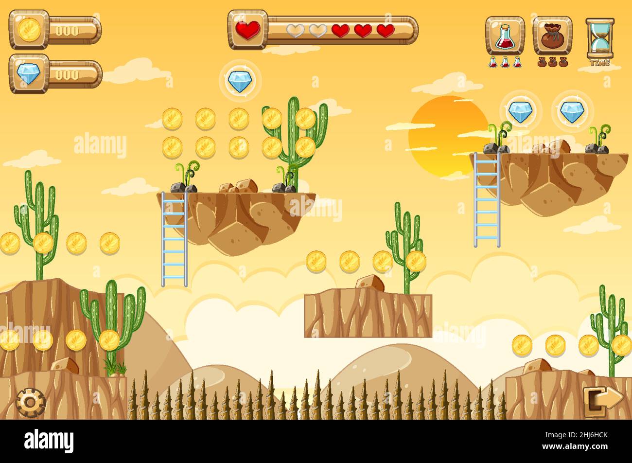 A Game Template Desert Scene illustration Stock Vector Image & Art - Alamy