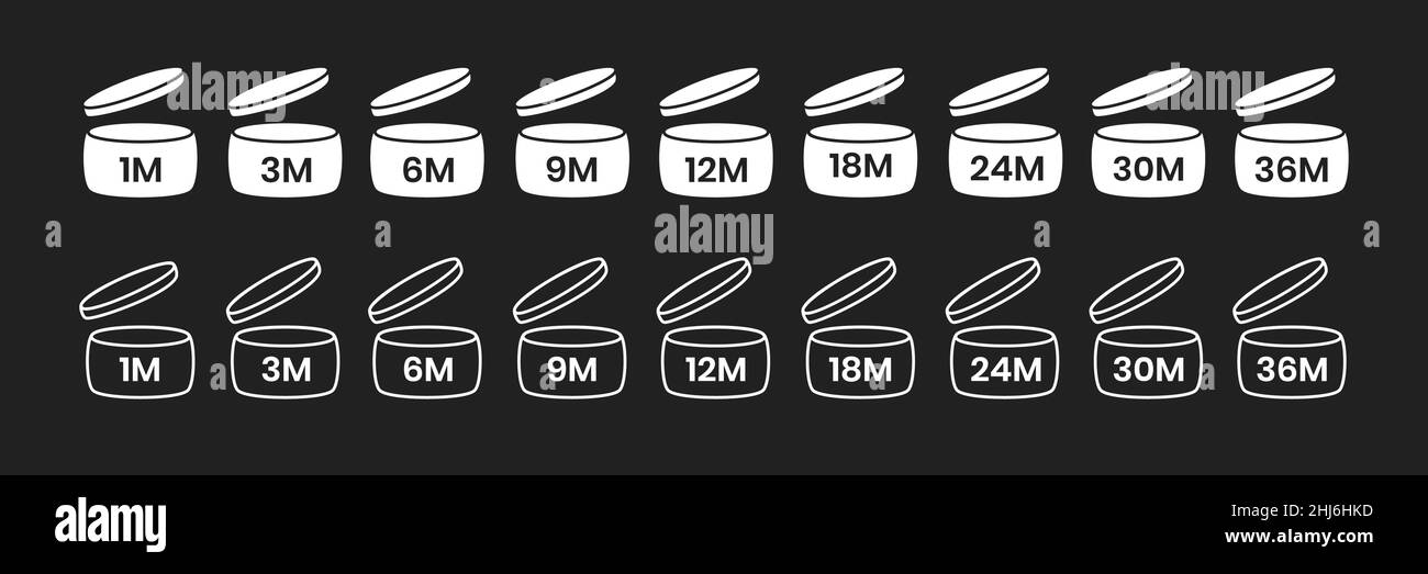PAO, period after open icon sign set flat style design vector ...