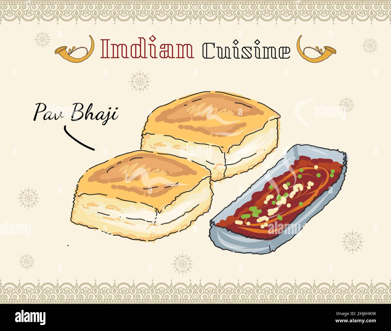 Pav Bhaji Vector Illustration. Indian Pav and Bhaji Concept. Indian ...