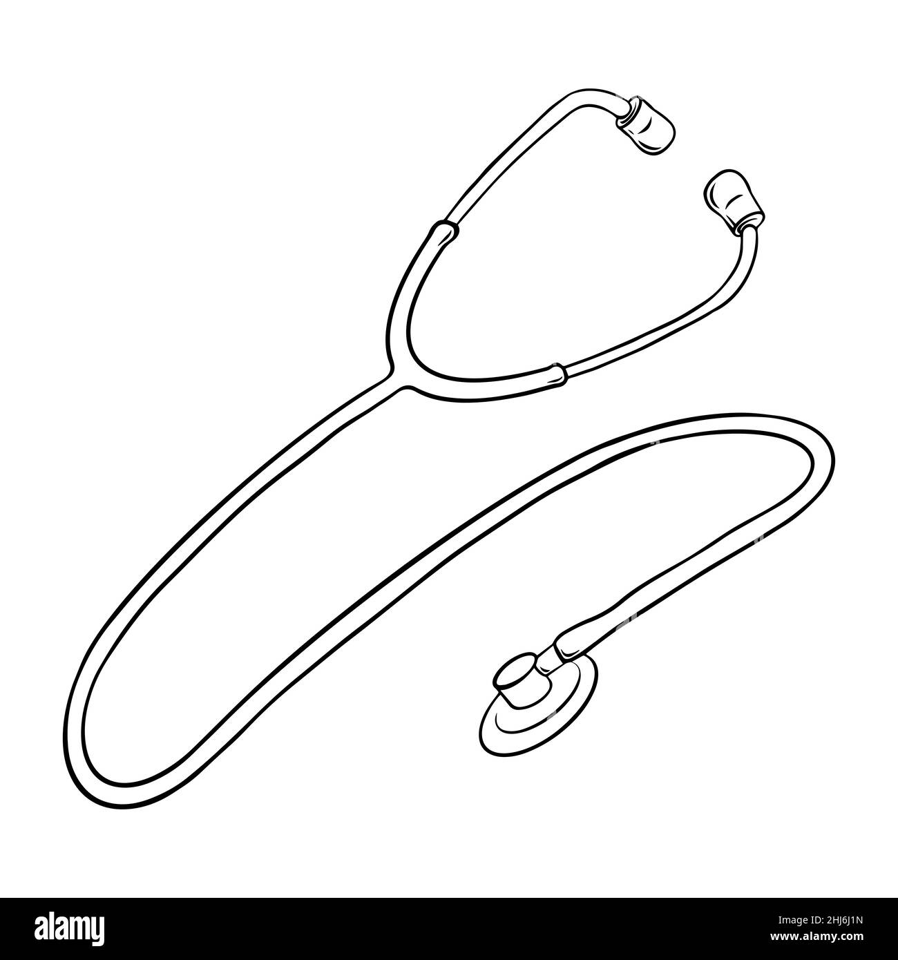 Stethoscope in sketchy hand drawn style. Medical equipment isolated on ...