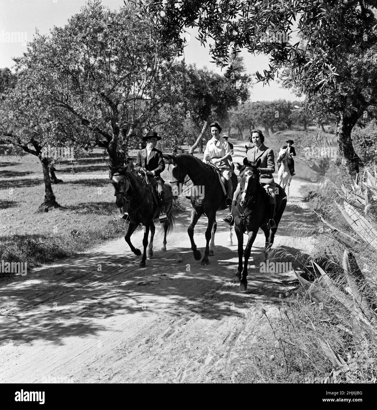 Princess Margaret visits Portugal. The Princess riding through the ...