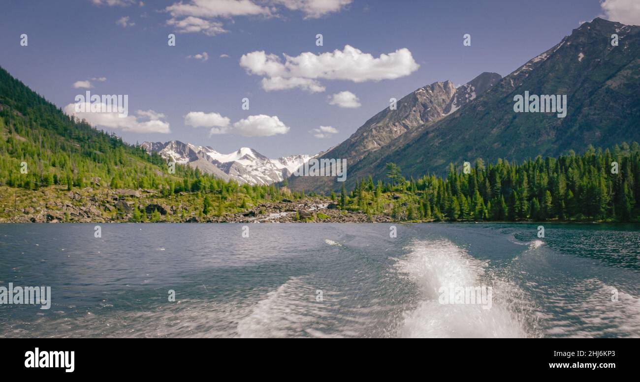 Landscape of Multinsky mountain lake in Altay colored Stock Photo - Alamy