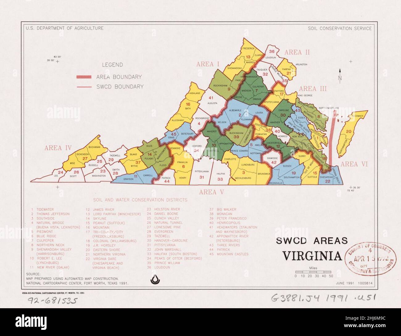 SWCD (soil and water conservation district) areas, Virginia Stock Photo ...