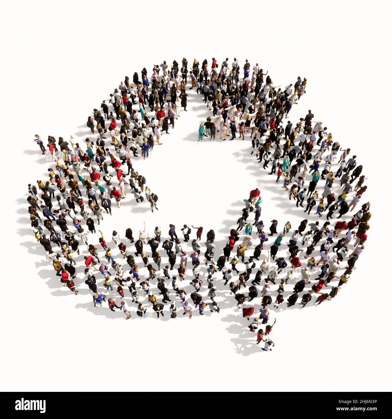 Concept conceptual large community of people forming therecycle sign ...