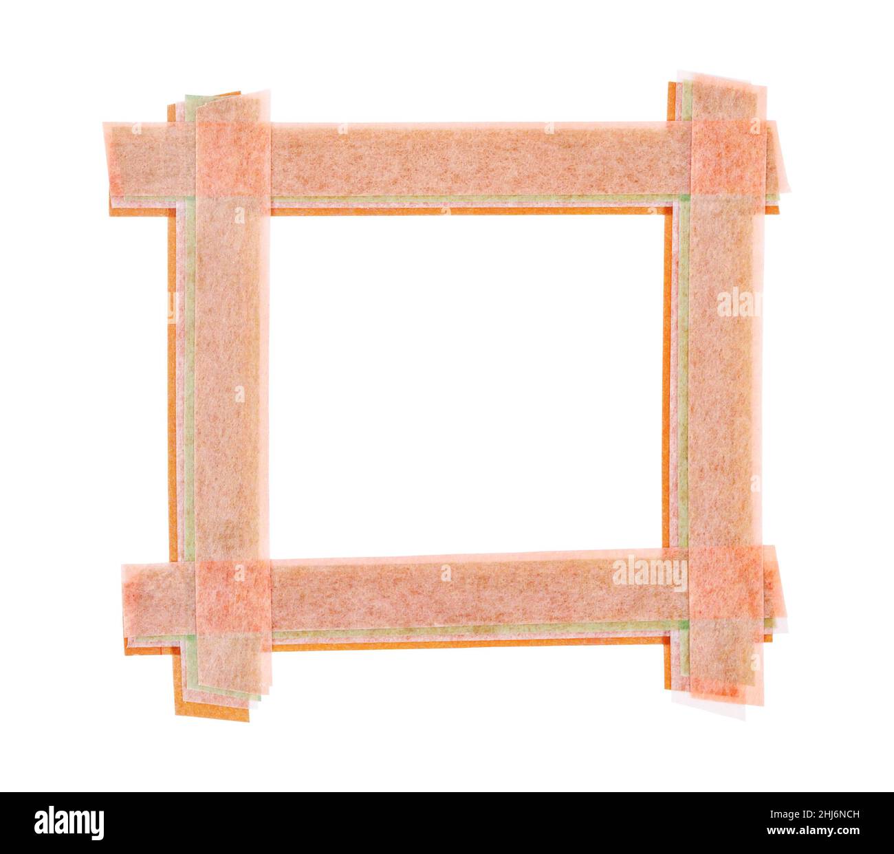 Blank space frame of sticky tape square shape isolated on white ...