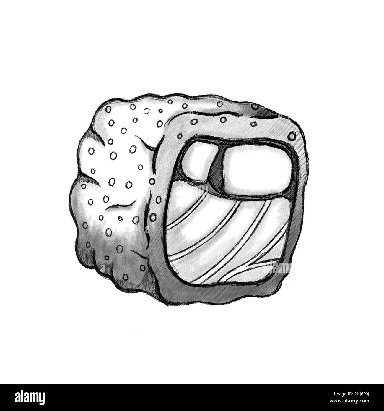 sushi uramaki japanese traditional food with sketch hand drawn drawing ...