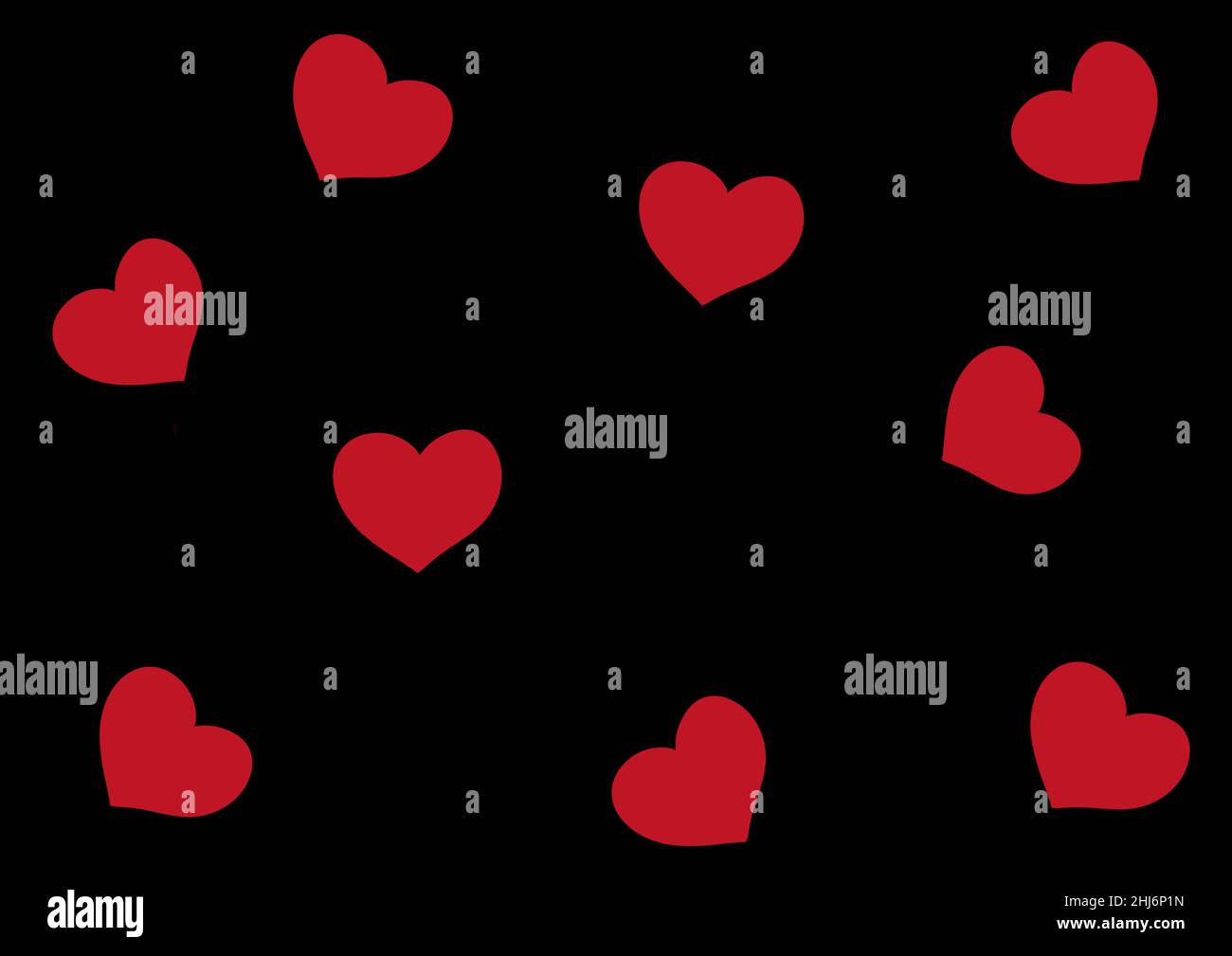 Abstract art background black color with red heart shape for Valentine ...