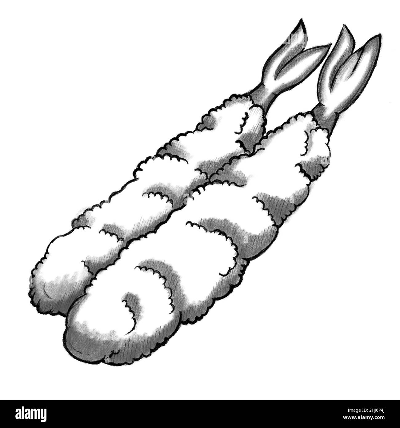tempura japanese traditional food with sketch hand drawn drawing by ...