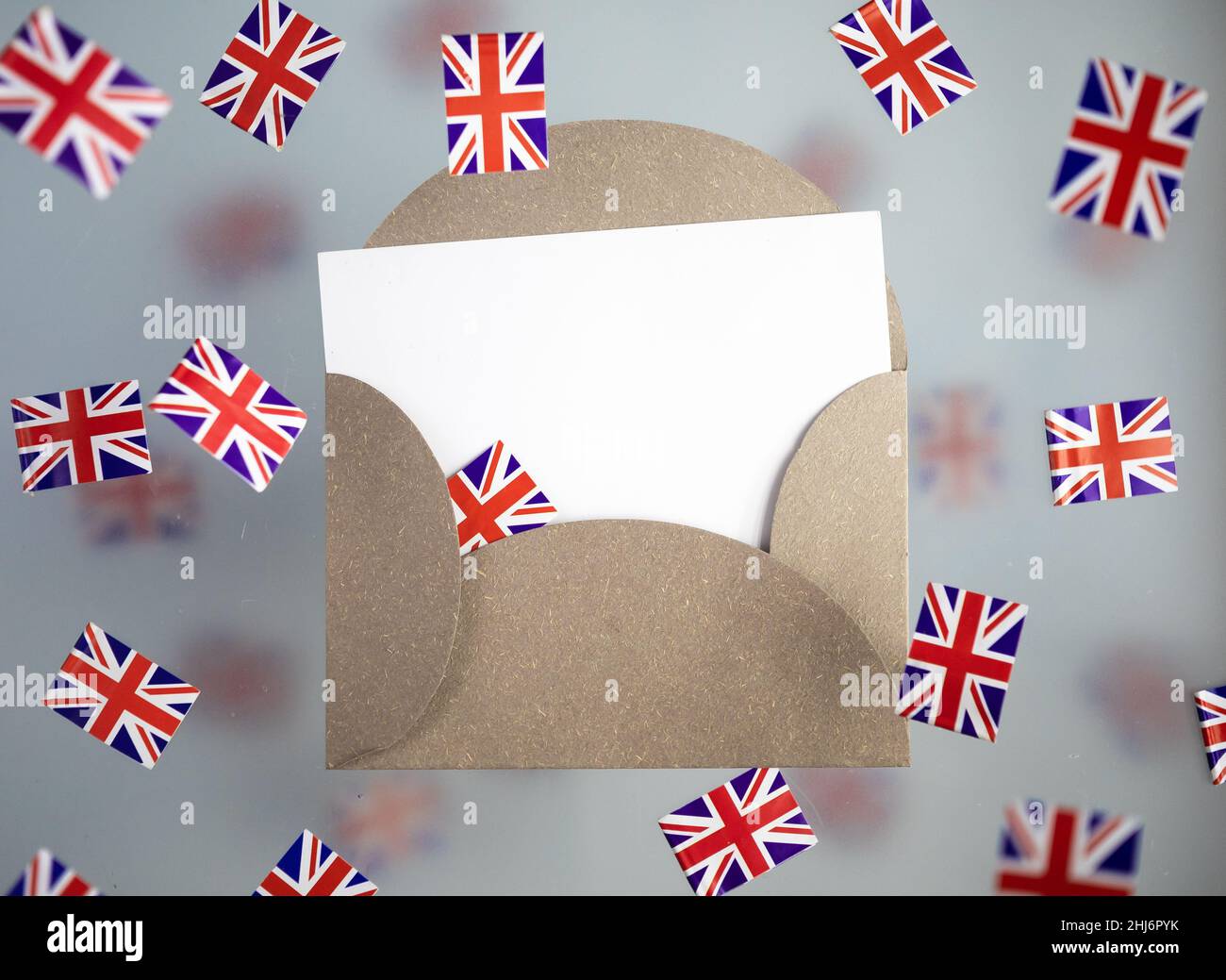 Great Britain, national holiday country. Mini flags on a transparent ...